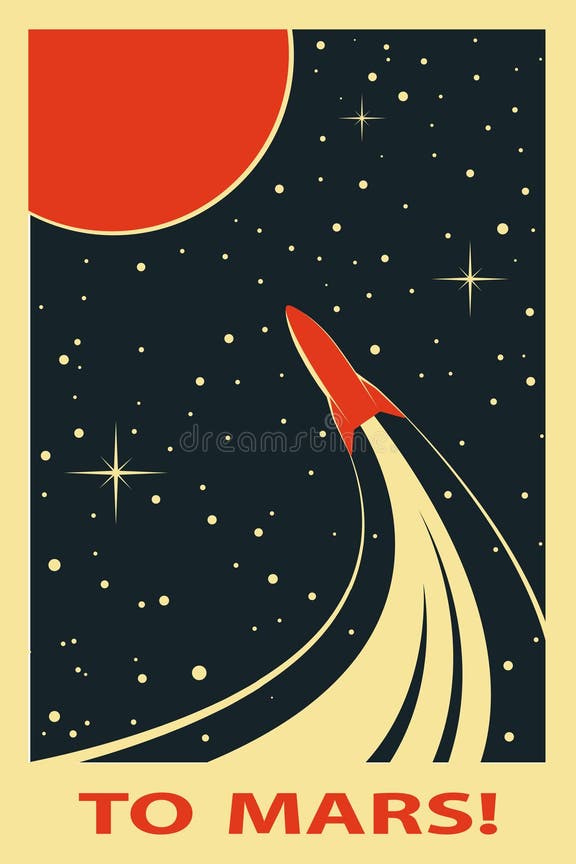 Vector Space Poster. Stylized Under the Old Soviet Space Propaganda ...