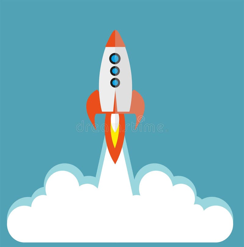 Vector Space Rocket on a Blue Background with Copy Space Stock Vector ...