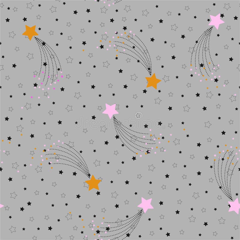 Vector Space Seamless Pattern with Small Stars Layer on Colorful Big ...