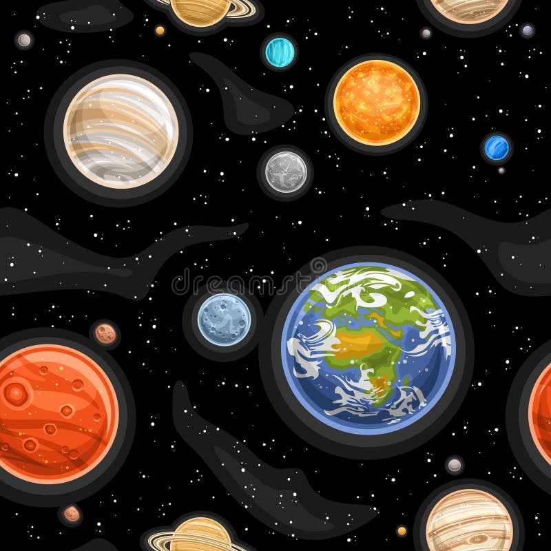 Vector Space Seamless Pattern Stock Vector - Illustration of planet ...