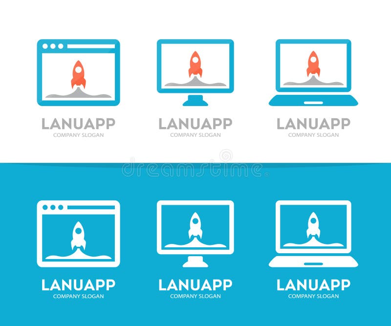 Vector Spaceship and Phone Logo Combination. Rocket and Mobile Symbol ...