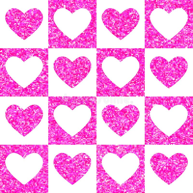 Vector Sparkle Bright Magenta and Pink Shimmer Hearts Seamless Pattern ...