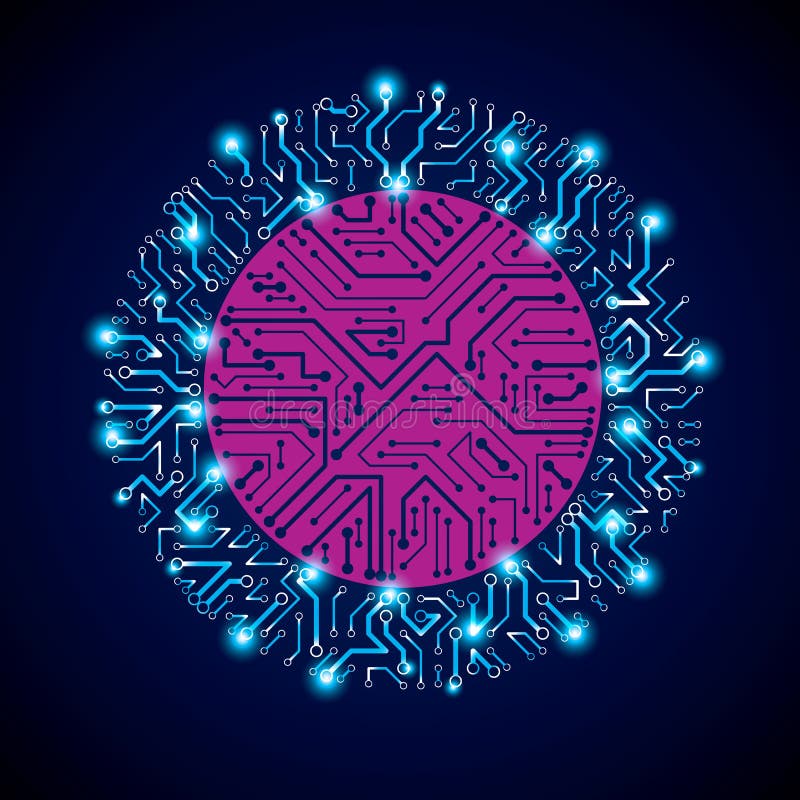 Vector Sparkling Circuit Board Circle, Digital Technologies Abstraction ...