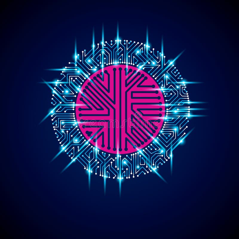 Vector Sparkling Circuit Board Circle, Digital Technologies Abstraction ...