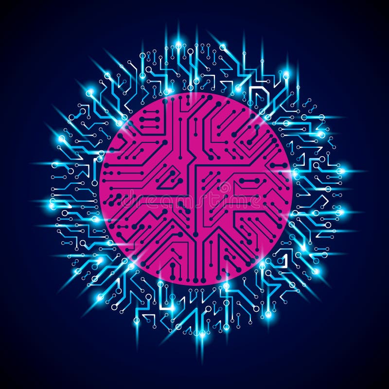 Vector Sparkling Circuit Board Circle, Digital Technologies Abstraction ...