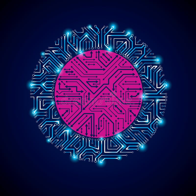 Vector Sparkling Circuit Board Circle, Digital Technologies Abstraction ...