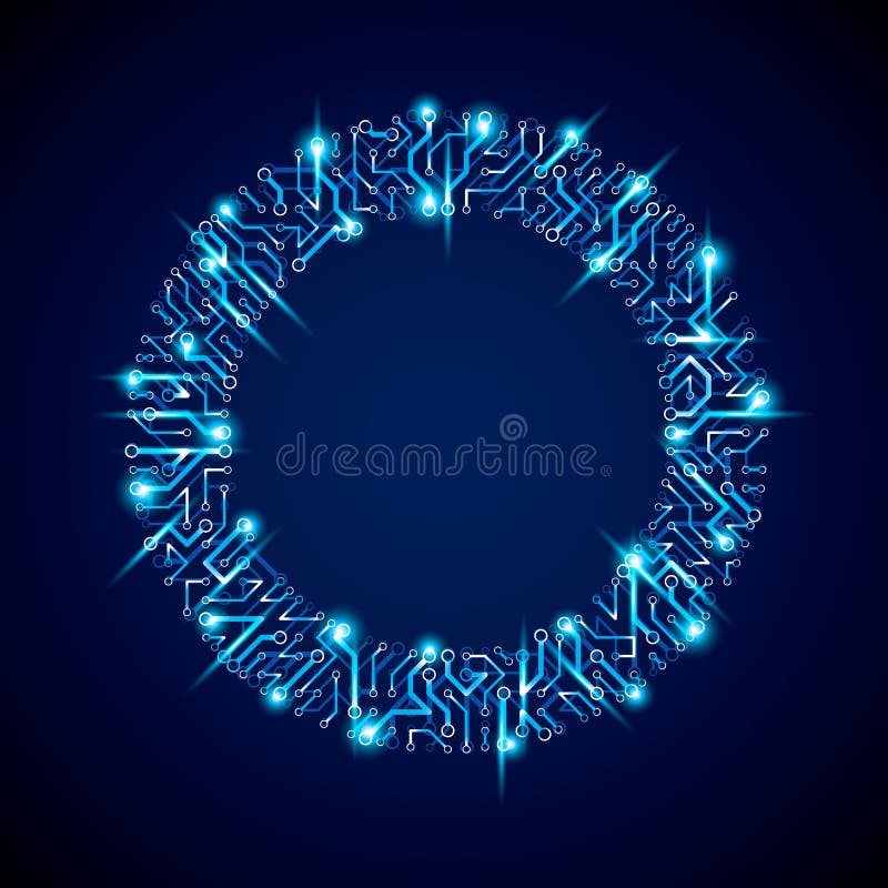 Vector Sparkling Circuit Board Circle, Digital Technologies Abstraction ...