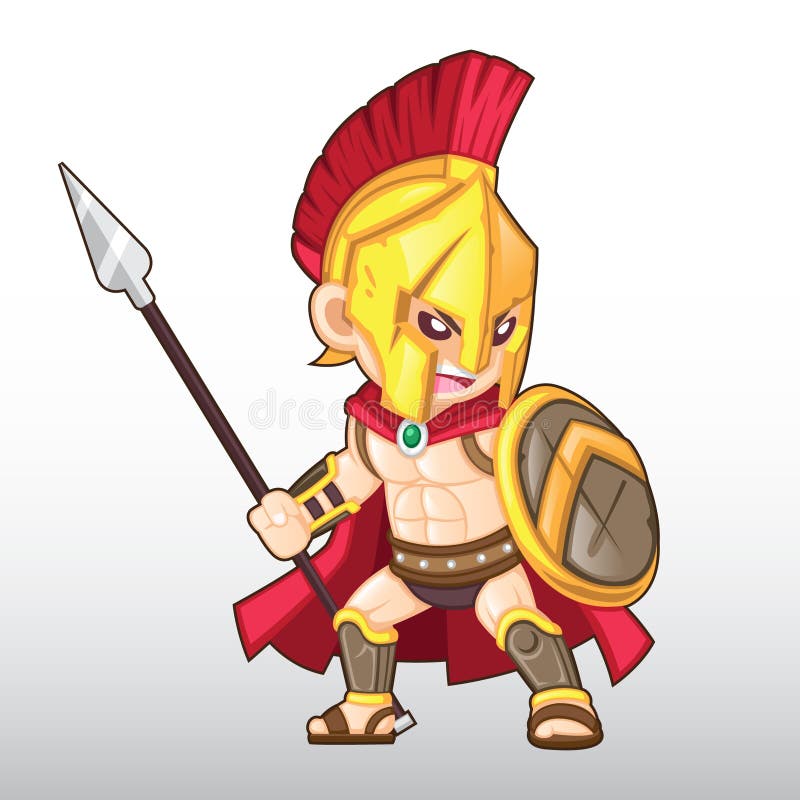 Cute spartan kid cartoon stock vector. Illustration of costume - 58592091