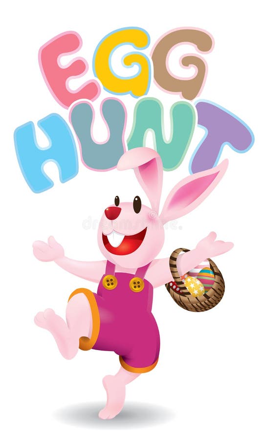 Easter Day Vector with a Cute Rabbit. Isolated. Stock Illustration ...