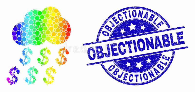 Vector Spectral Dot Dollar Rain Cloud Icon and Grunge Objectionable ...
