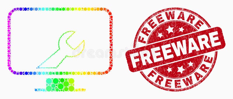 Vector Spectral Dotted Computer Settings Wrench Icon and Scratched ...