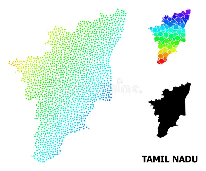 Dot Spectrum Map of Tamil Nadu State and Grunge Stamp Seal Stock Vector ...