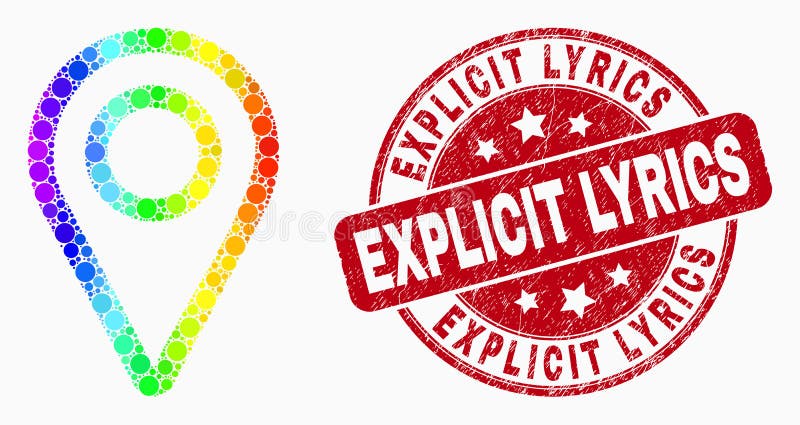 Vector Spectral Pixelated Map Pointer Icon and Scratched Explicit ...