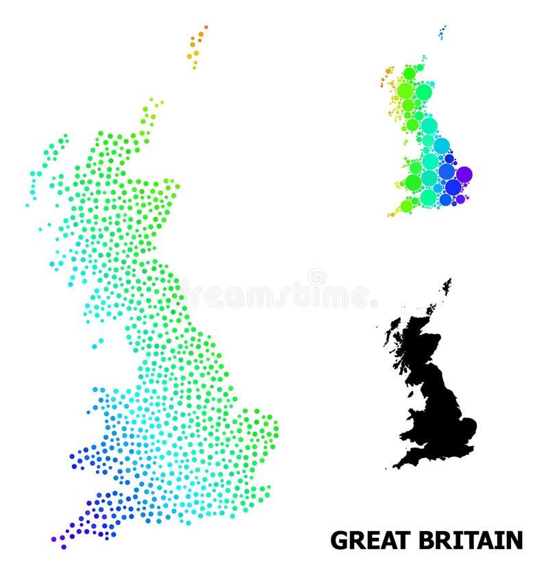Vector Spectrum Dot Map of Great Britain Stock Vector - Illustration of ...