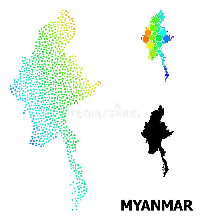 Vector Spectrum Dot Map of Myanmar Stock Vector - Illustration of ...