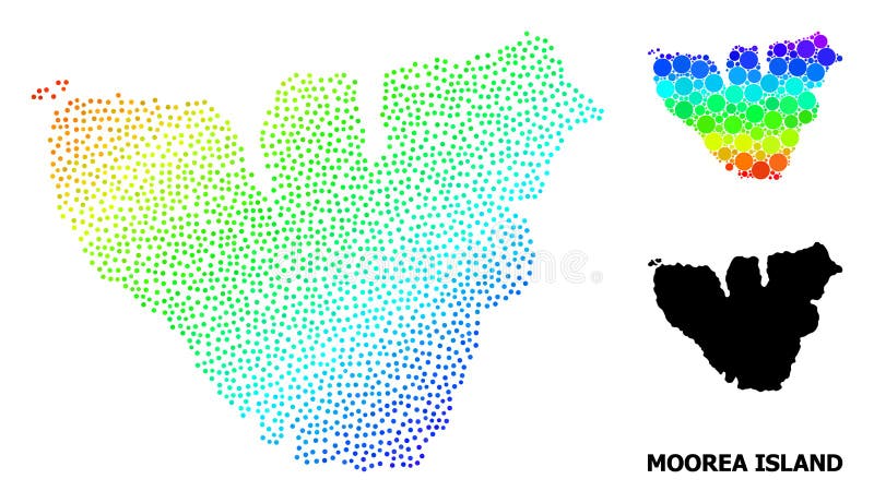Vector Spectrum Gradient Dotted Map of Moorea Island Stock Vector ...