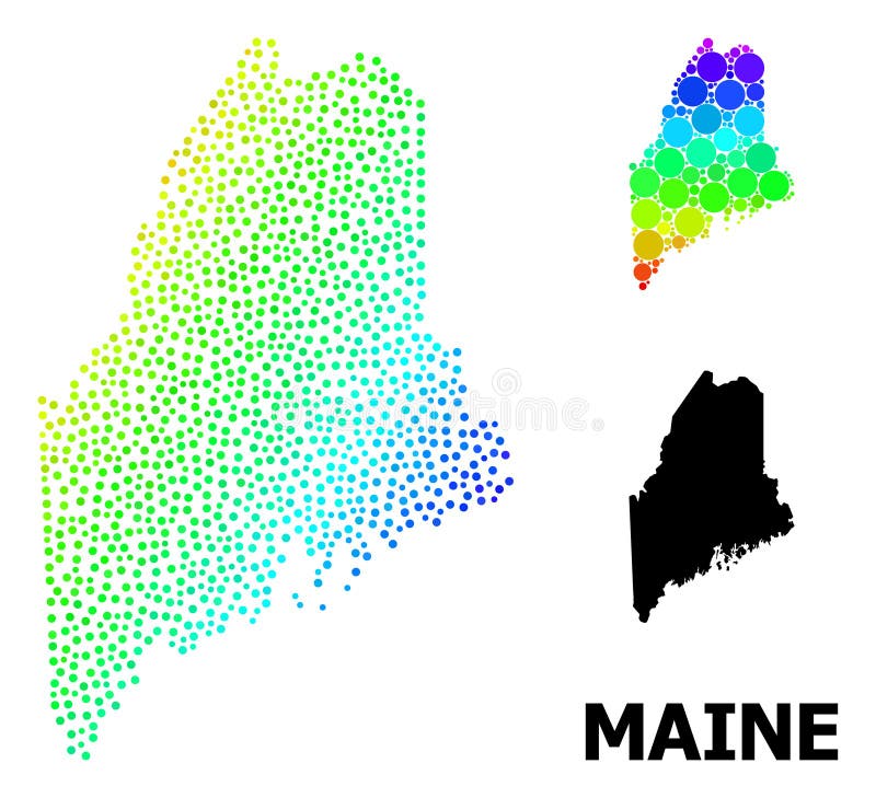 Vector Spectrum Gradient Pixel Map of Maine State Stock Vector ...