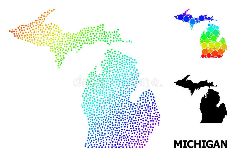 Vector Spectrum Pixel Map of Michigan State Stock Vector - Illustration ...