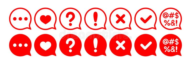 Vector Speech Bubble Icons Set. Red Dialog Round Clouds. Stock Vector ...