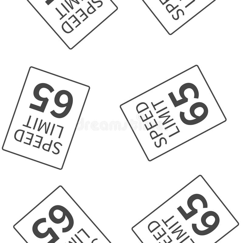 Vector Speed Limit 65 Mph Seamless Pattern on a White Background Stock ...