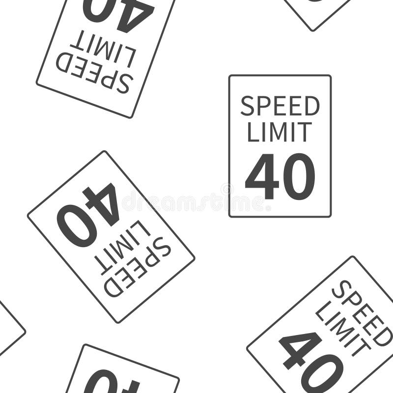 Vector Speed Limit 40 Mph Seamless Pattern on a White Background Stock ...