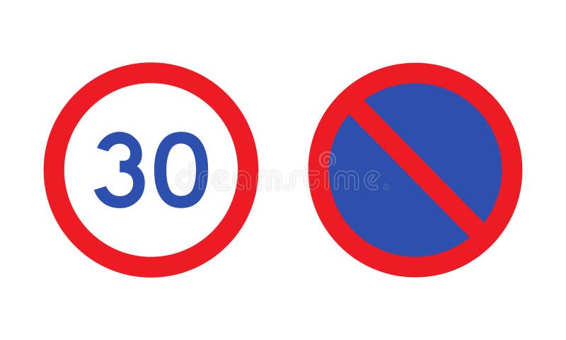 Vector Speed Limit Sign and Prohibited Sign Stock Vector - Illustration ...