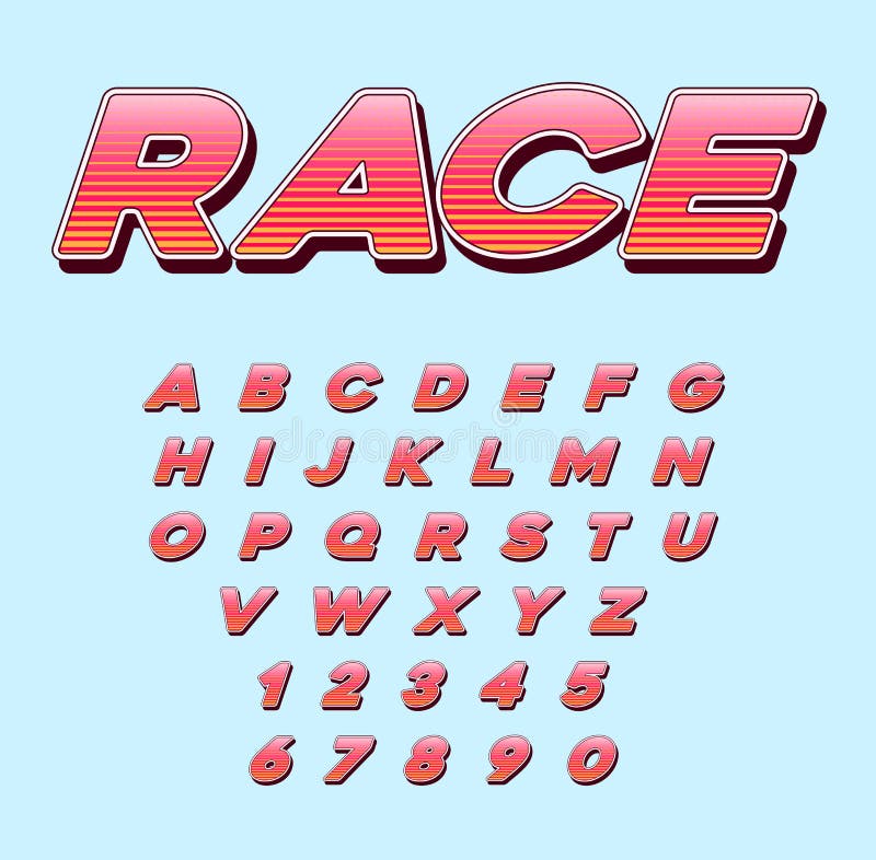 Vector Speed Racing Sport Italic Font with Letters and Numbers Stock ...