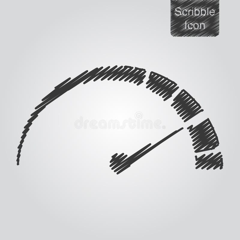 Vector Speedometer Icon with Arrow in Scribble Style Stock Vector ...