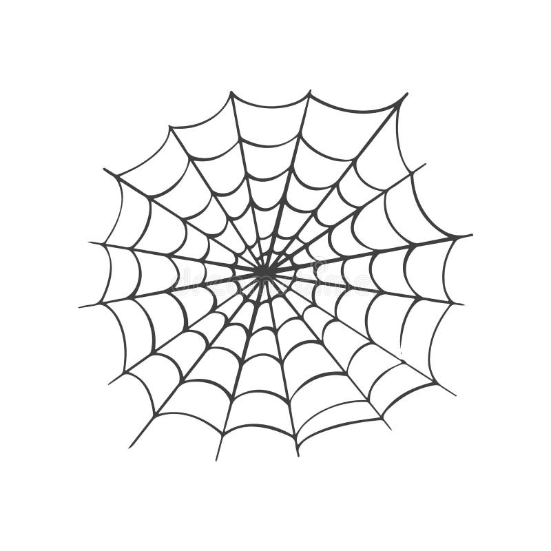 Vector Spider Web Icon Drawn in One Line on White for Halloween. Stock ...