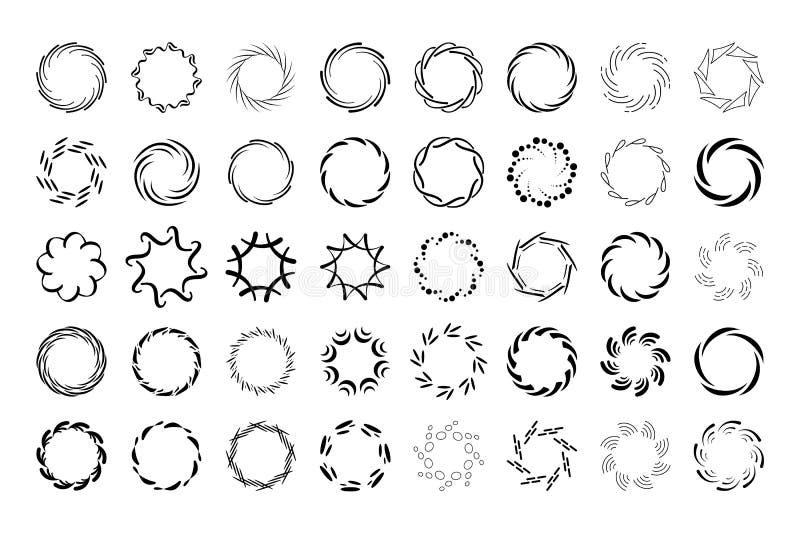 Vector Spiral Icons. Swirling Motion Wind Vortex Whirlpool. Exploding ...