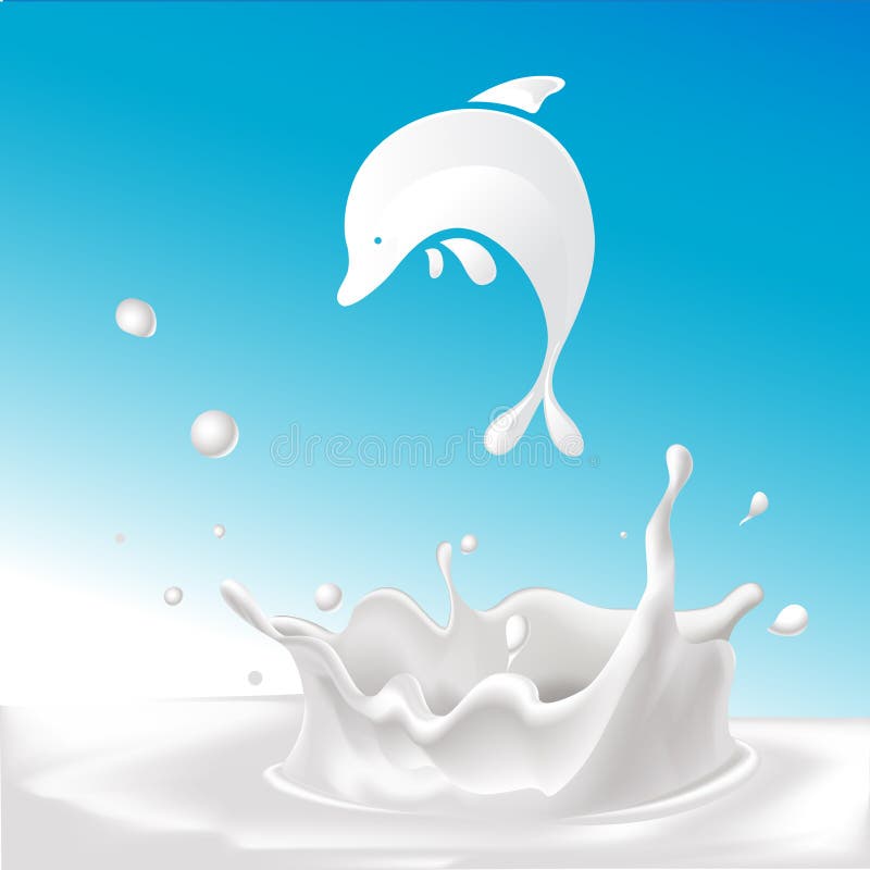Blue Milk Design with Milk Splash, Farm Animal and Sunset - Vector ...