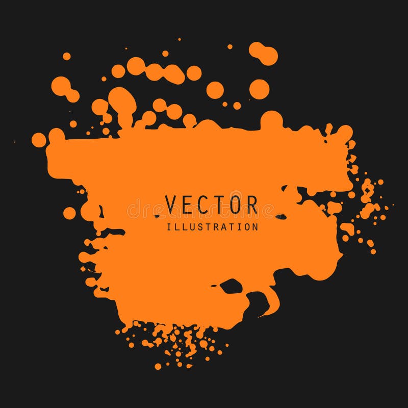 Vector Splats Splashes and Blobs of Orange Ink Paint in Different ...