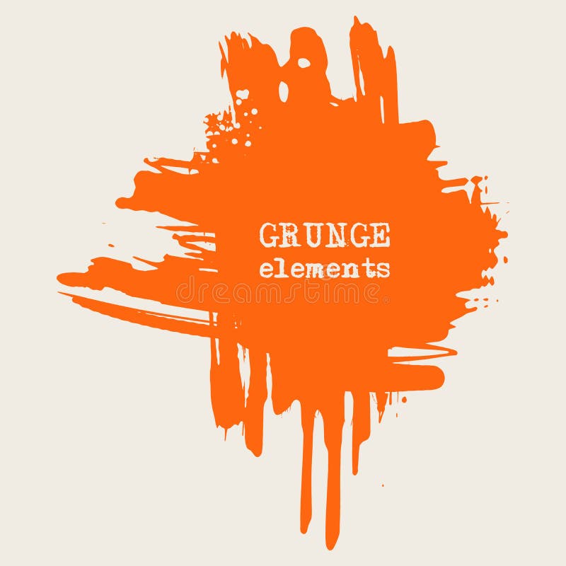 Vector Splats Splashes and Blobs of Orange Ink Paint in Different ...