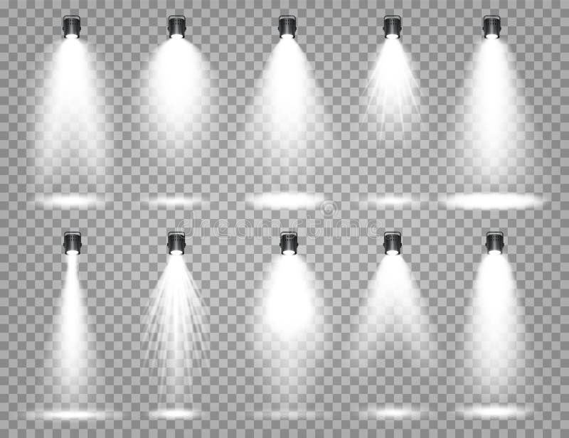 Vector Spotlight Set. Bright Light Beam. Transparent Realistic Effect ...