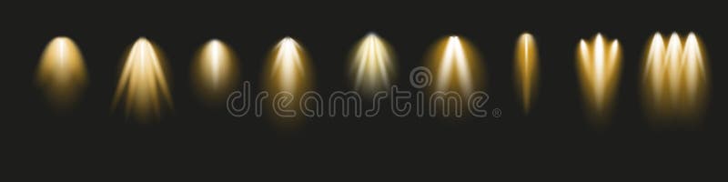 Vector Spotlight. Yellow Color Light Effect. Glowing Isolated Golden ...