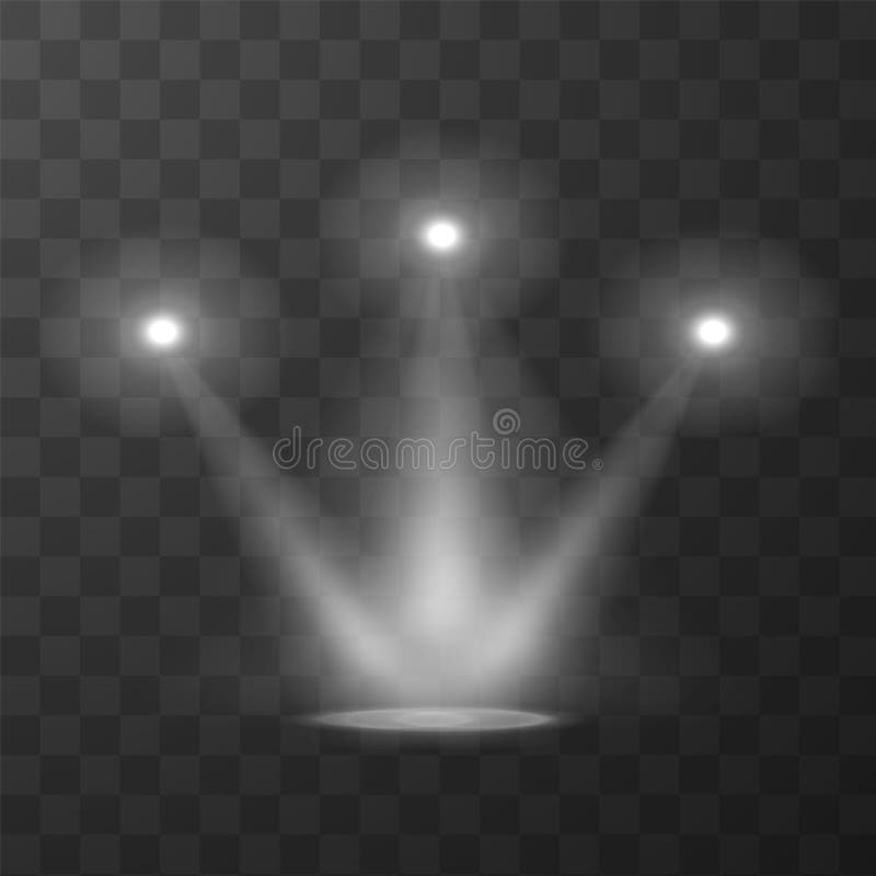 Vector Spotlights of Bright White Color, Aimed at a Single Point on a ...