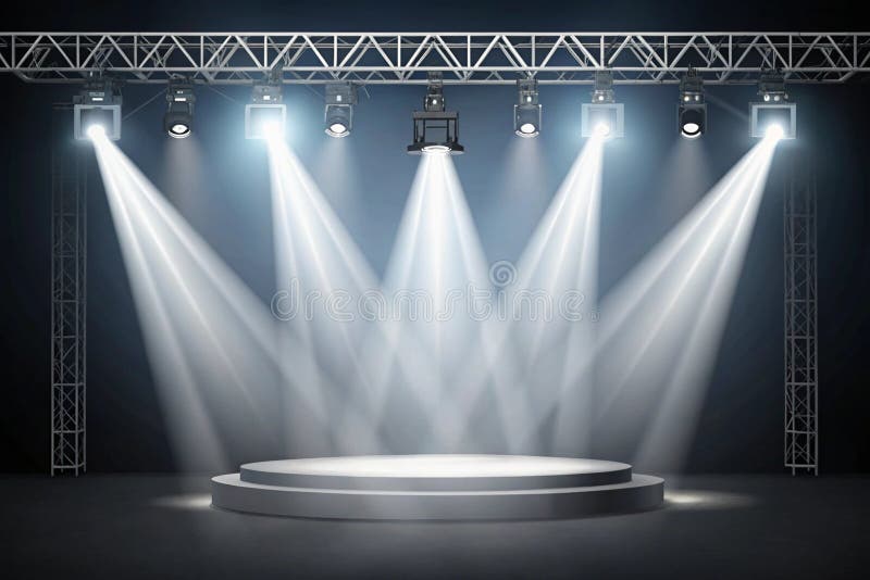 Vector Spotlights with Bright White Light for Stage Stock Illustration ...