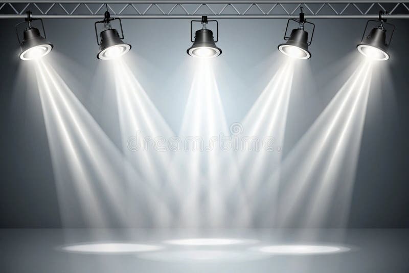 Vector Spotlights with Bright White Light for Stage Stock Illustration ...