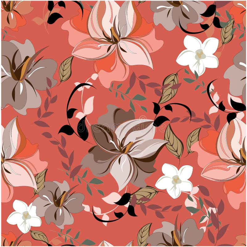 Vector Spring Abstract Background Flowers Seamless Pattern Stock Vector ...