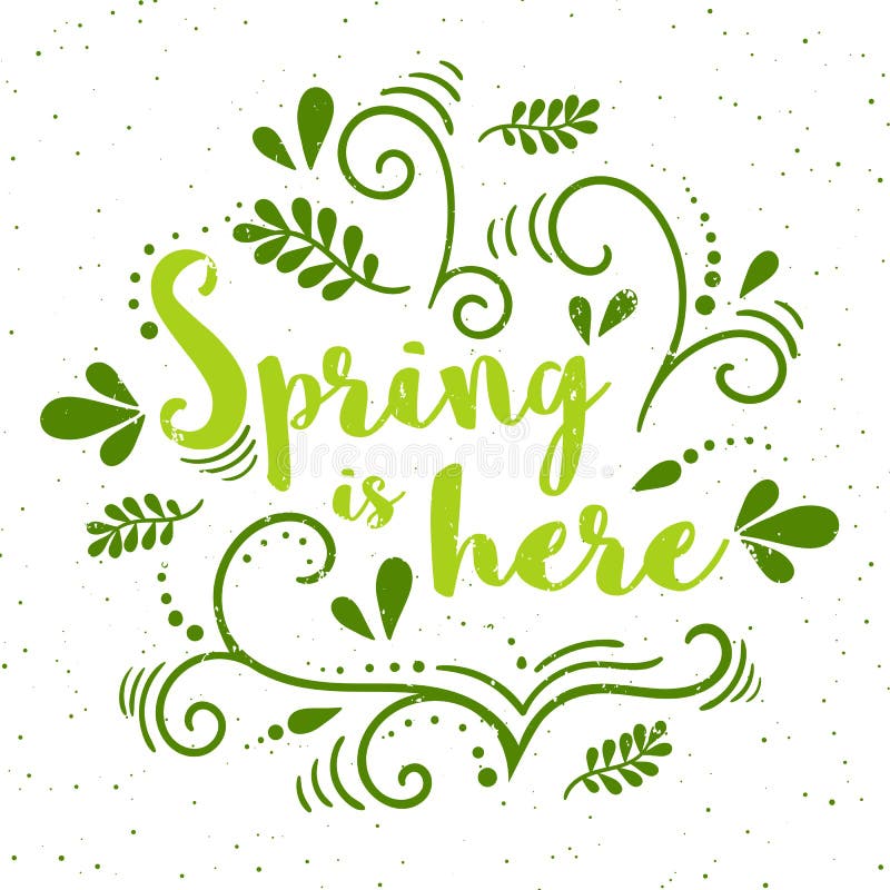 Vector Spring Banner with Hand Drawing Pattern. Spring is Here ...