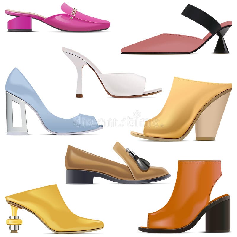 Vector Spring Female Shoes Icons Stock Vector - Illustration of boot ...