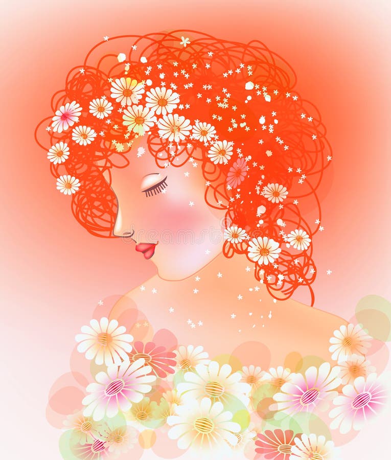 Vector spring girl stock illustration. Illustration of flower - 12820614