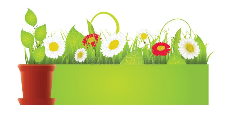 Vector Spring Green Border with Grass and Flowers Stock Vector ...