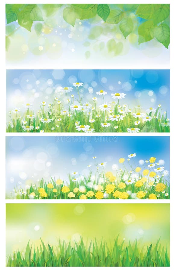 Vector Spring Nature Banners. Stock Vector - Illustration of background ...