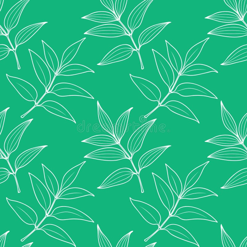 Vector Spring Seamless Pattern With Leaf Outlines Stock Vector