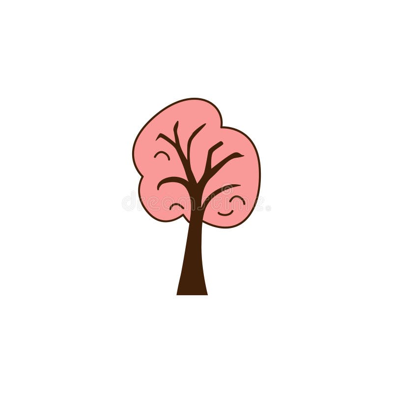 Vector Spring Tree, Japanese Sakura Icon. Vector Pink Tree with Pink ...