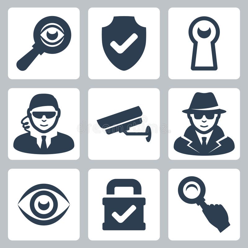 Vector Spy and Security Icons Set Stock Vector - Illustration of ...