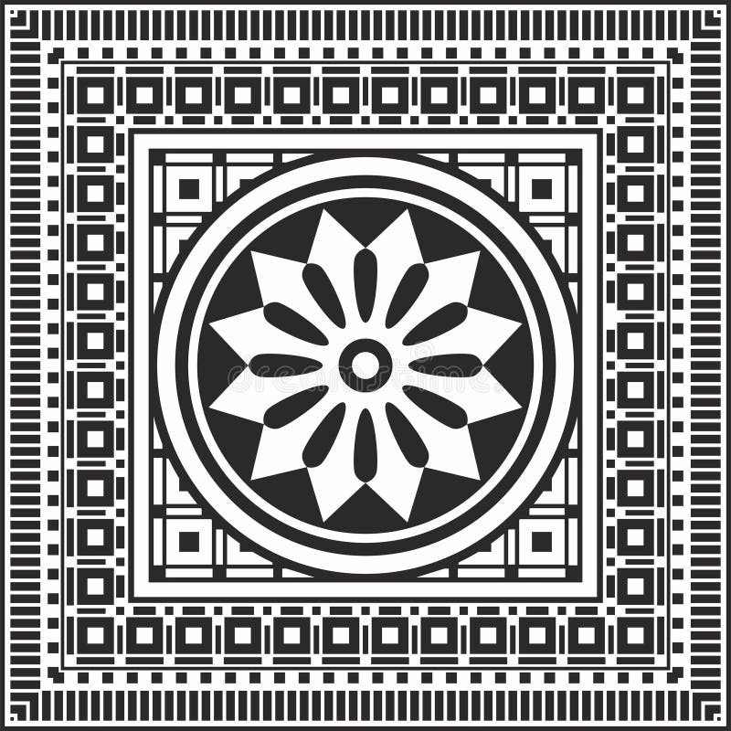 Vector Square Assyrian Black Monochrome Ornament. Stock Vector ...