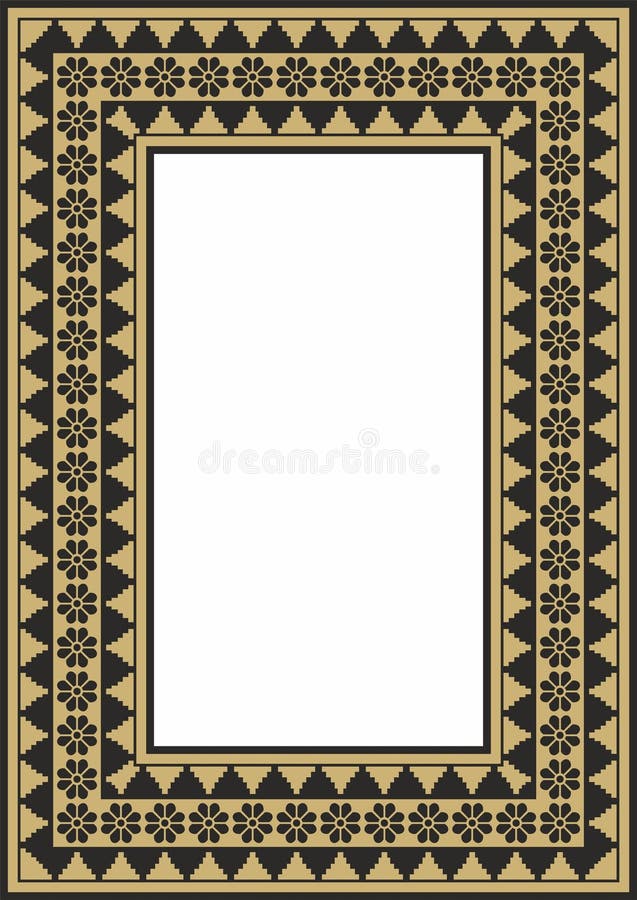 Vector Square Assyrian Gold and Black Ornament. Stock Illustration ...