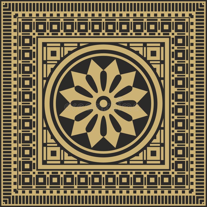 Vector Square Assyrian Gold and Black Ornament. Stock Vector ...
